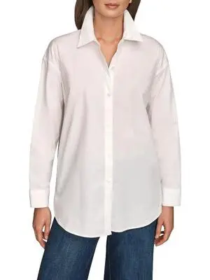 Donna Karan New York Long Sleeve Button-up Shirt - White