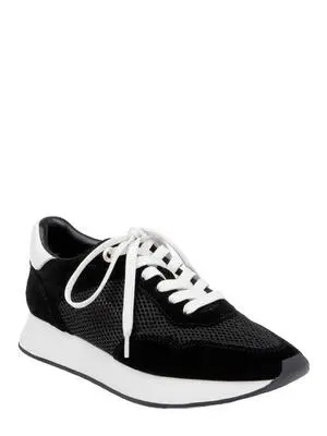L'Agence Deepa Mixed Media Sneakers - Black Suede