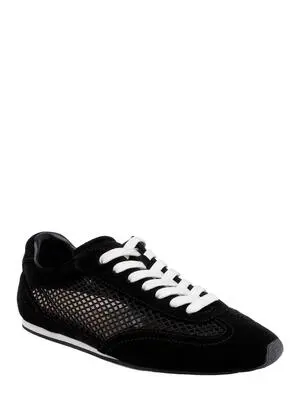 L'Agence Jarah Mixed Media Sneakers - Black Suede