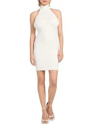 Guess Rhinestone Halter Cocktail Dress - Natural