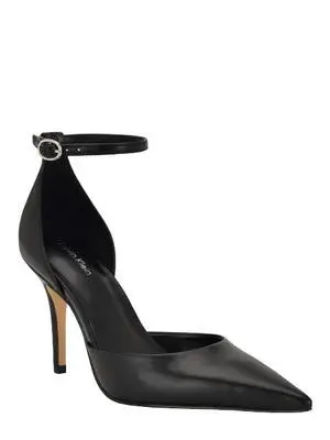 Calvin Klein Ankle Strap Pointed Toe Pumps Black
