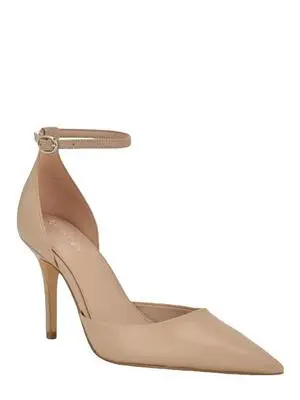 Calvin Klein Ankle Strap Pointed Toe Pumps - Light Natural