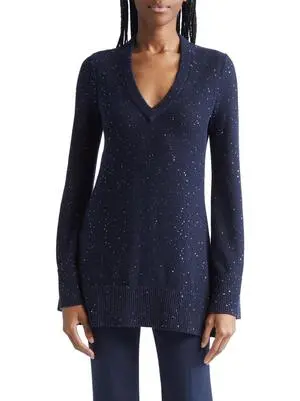Michael Kors Sequin Linen & Cotton Sweater - Midnight