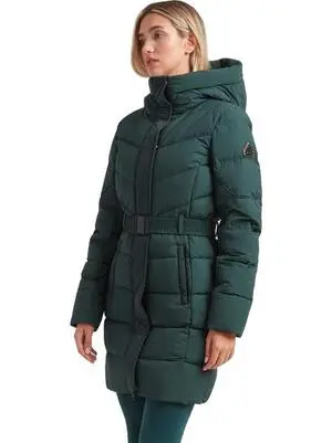 JACK1T Belted Hooded Down Coat - Emerald