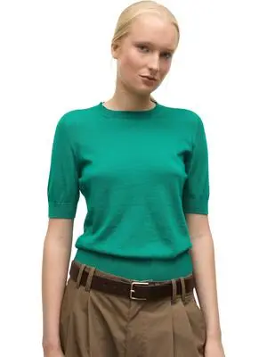 Johnstons Of Elgin Honor Light Weight Cashmere T-shirt - Green