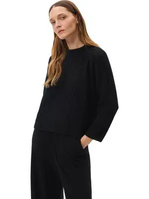 Johnstons Of Elgin Mesh Rib Cashmere Jumper - Black