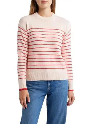 Caslon Stripe Relaxed Fit Sweater - Pink Fresco- Red Stripe