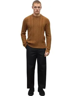 Johnstons Of Elgin Aran Cable Cashmere Jumper - Brown