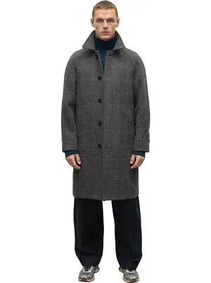 Johnstons Of Elgin The Balmacaan Coat | Dark Slate Check - Grey
