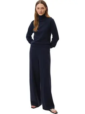 Johnstons Of Elgin High-rise Cashmere Culottes - Navy