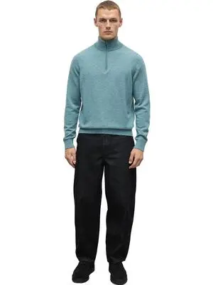 Johnstons Of Elgin Cashmere Zip Neck Jumper - Blue