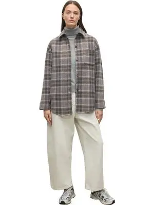 Johnstons Of Elgin Tweed Check Oversized Shirt - Natural