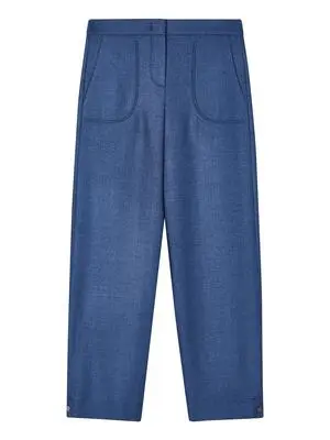 Giorgio Armani Straight-leg Silk And Wool Trousers - Blue