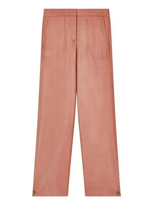 Giorgio Armani Straight-leg Silk And Wool Trousers - Orange