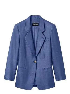 Giorgio Armani Silk And Wool Single-breasted Jacket - Blue