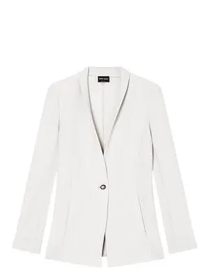 Giorgio Armani Single-breasted Jacket In Raffia Jersey - Beige