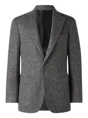 J. MUESER Waverly Herringbone Wool Blazer - Gray