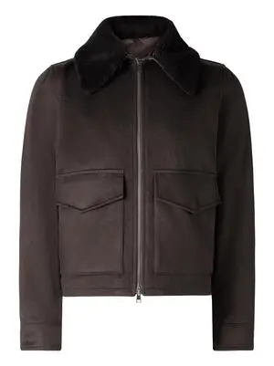 J. MUESER Plush-trimmed Cashmere Bomber Jacket - Brown