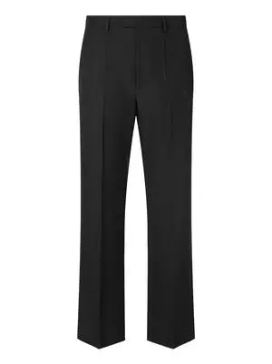 Valentino Garavani Straight-leg Pleated Grain De Poudre Wool Trousers - Black
