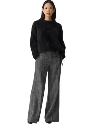 Theory Wide-leg Pant In Malfile Wool - Charcoal Multi