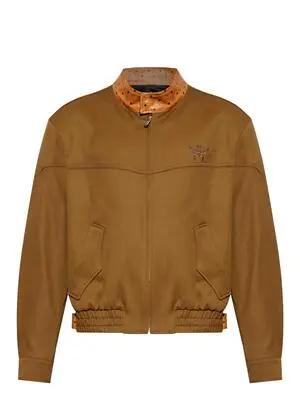 Mcm Wool Bomber Jacket With Logo - Brown