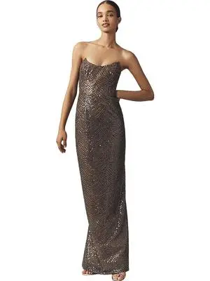 HELSI Natasha Strapless Maxi Gown - Silver
