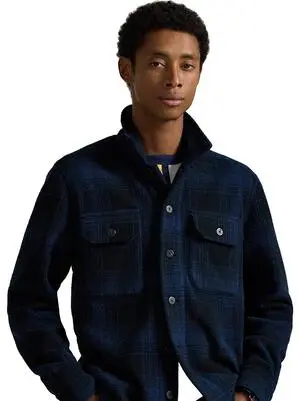 Ralph Lauren Plaid Pile Fleece Overshirt - Mountain Plaid Cruise Navy