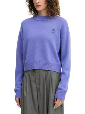Patrizia Pepe Embroidered-logo Crew Neck Sweater - Purple