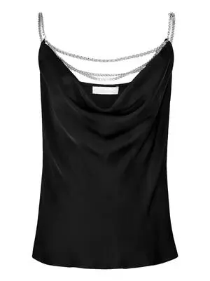 Rabanne Chain Strap Satin Top - Black