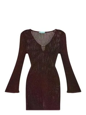 Melissa Odabash Ellis Long-sleeve Mini Dress - Brown
