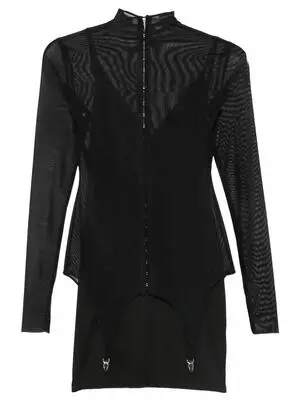 AXEL 113 Mesh Long-sleeve Mini Dress - Black