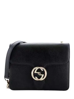 Gucci Interlocking Leather Shoulder Bag - Black