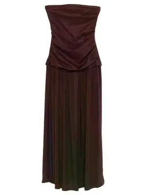 Faithfull The Brand Tali Ruched Strapless Dress - Brown