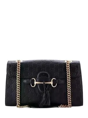 Gucci Emily Chain Flap Bag Sima Leather Medium Black