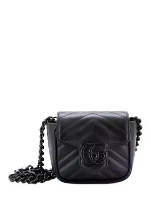 Gucci Gg Marmont Flap Matelasse Mini Belt Bag - Black