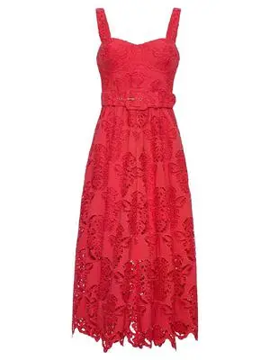Cara Cara Calypso Eyelet-detail Midi Dress - Red