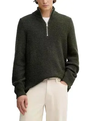 Marc O'polo Textured Knit Zip Sweater - Green
