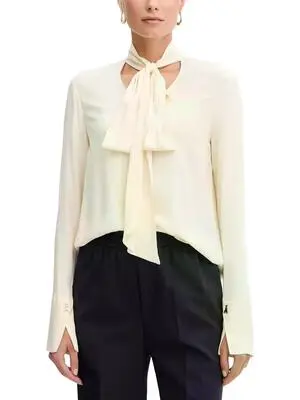 Patrizia Pepe Tie-detail Long-sleeve Blouse - White