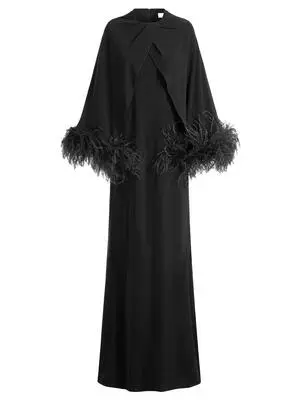 16Arlington Adelar Feather-trim Gown - Black