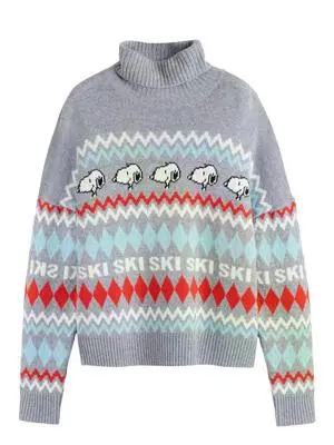 Chinti & Parker Snoopy Ski Roll Neck Sweater - Grey
