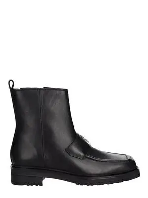 Patrizia Pepe Logo-appliqué Zip Boots - Black