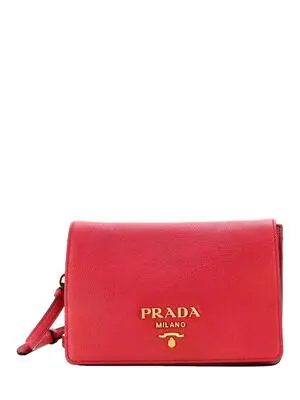 PRADA Dual Strap Flap Vitello Daino Small Crossbody Bag