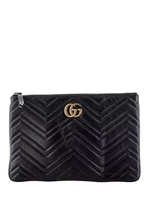 Gucci Gg Marmont Matelasse Leather Clutch Bag - Black