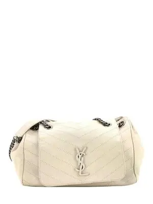 Saint Laurent Nolita Satchel Matelasse Chevron Leather Medium Shoulder Bag - Neutrals