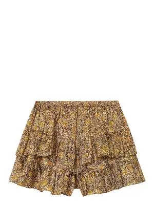 MARANT ETOILE Jocadia Floral Ruffled Shorts - Brown