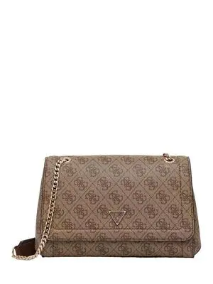 Guess Monogram Chain Satchel - Brown