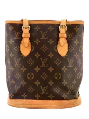 LOUIS VUITTON Petit Monogram Canvas Bucket Bag - Brown