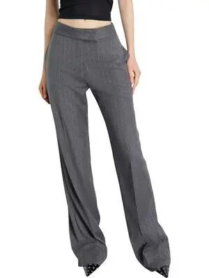 GAELLE Pinstripe Embellished Trousers - Grey