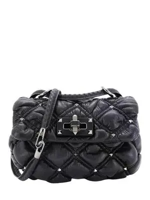 Valentino Garavani Spikeme Flap Bag Quilted Leather Small - Black