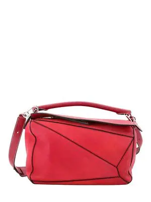 Loewe Puzzle Leather Shoulder Bag - Red
